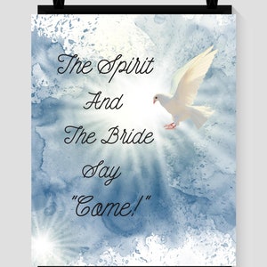 Spirit and the Bride Say, Come! Dove on a Blue Watercolor Background ...