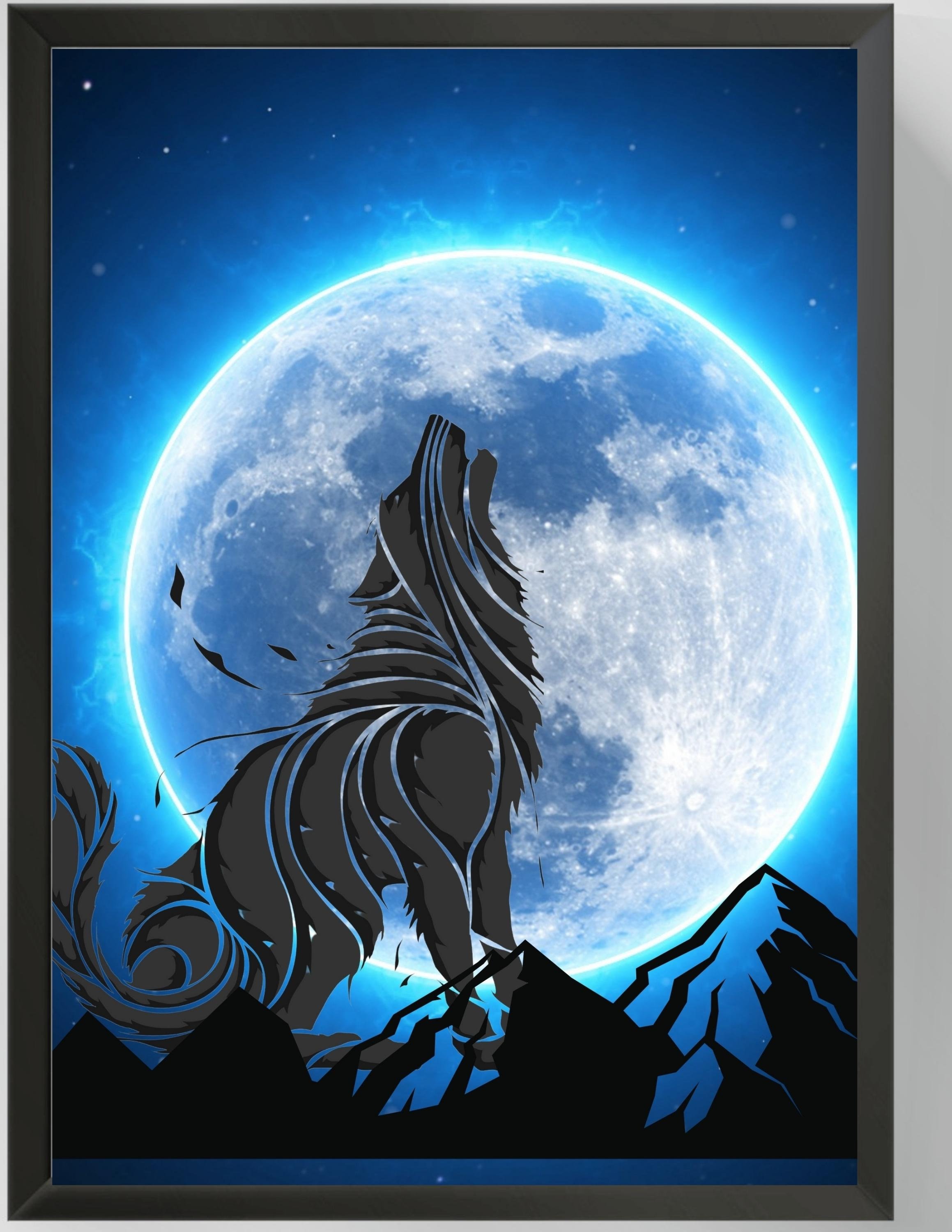 Werewolf Howling At The Full Moon Art Wolf Howling At The Red Moon
