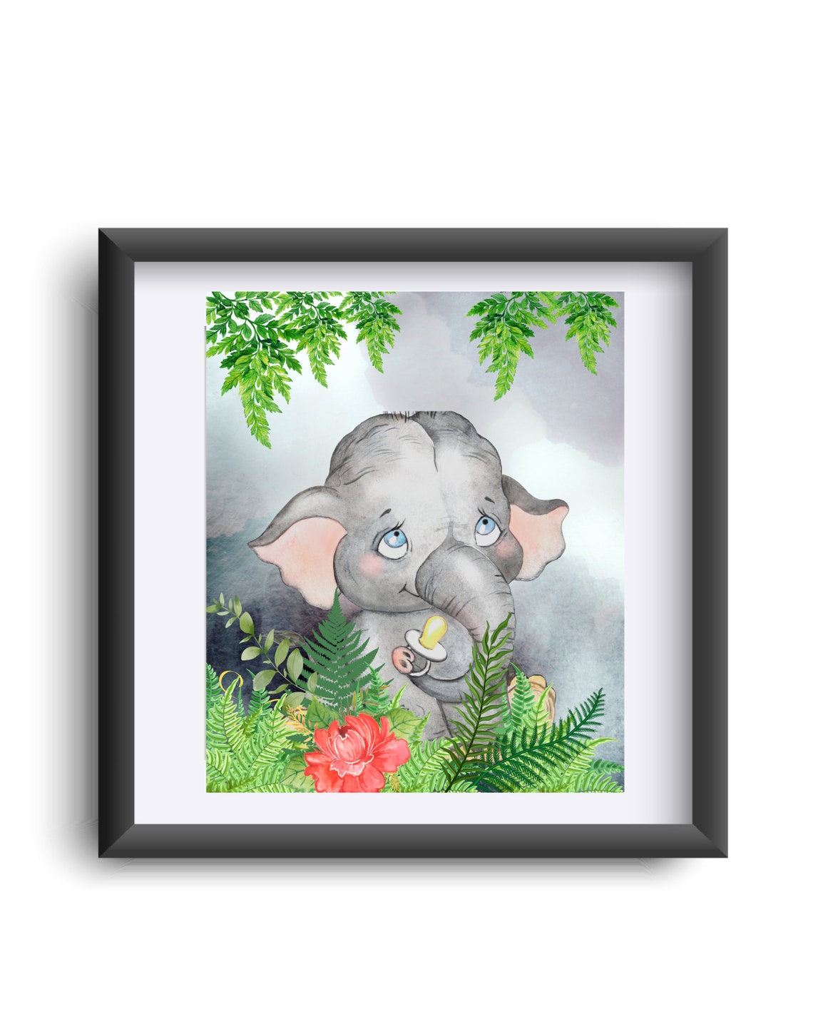 Jungle Babies Elephant With binky Digital Print - Etsy