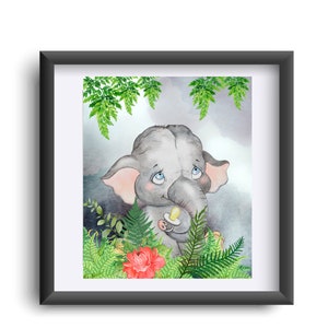 Jungle Babies - Elephant With "binky" Digital Print - Etsy