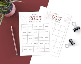2025 New Year Bingo Card Goal Setting Activity - Etsy