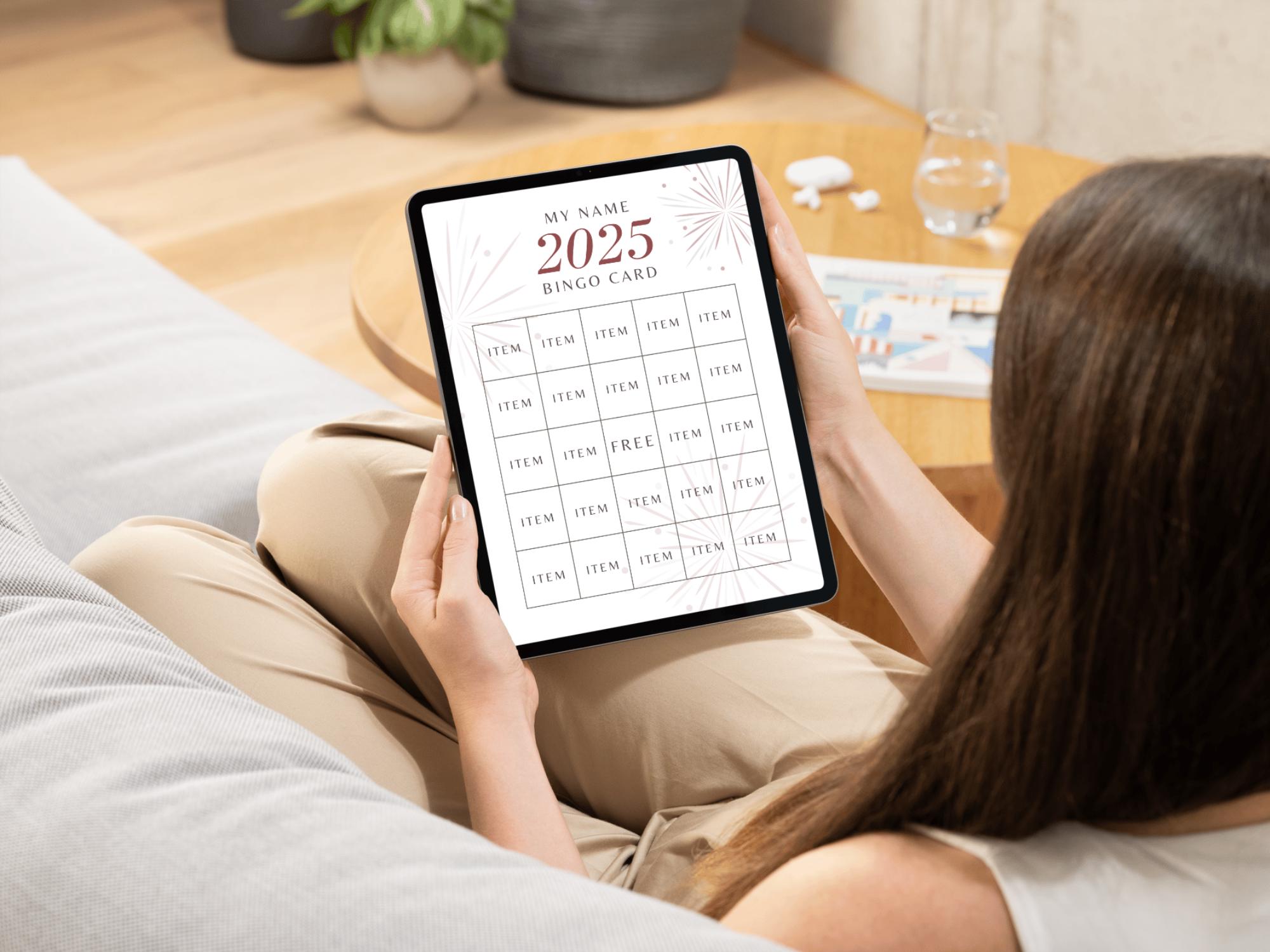 2025 New Year Bingo Card Template | Editable Canva Design With Firework ...