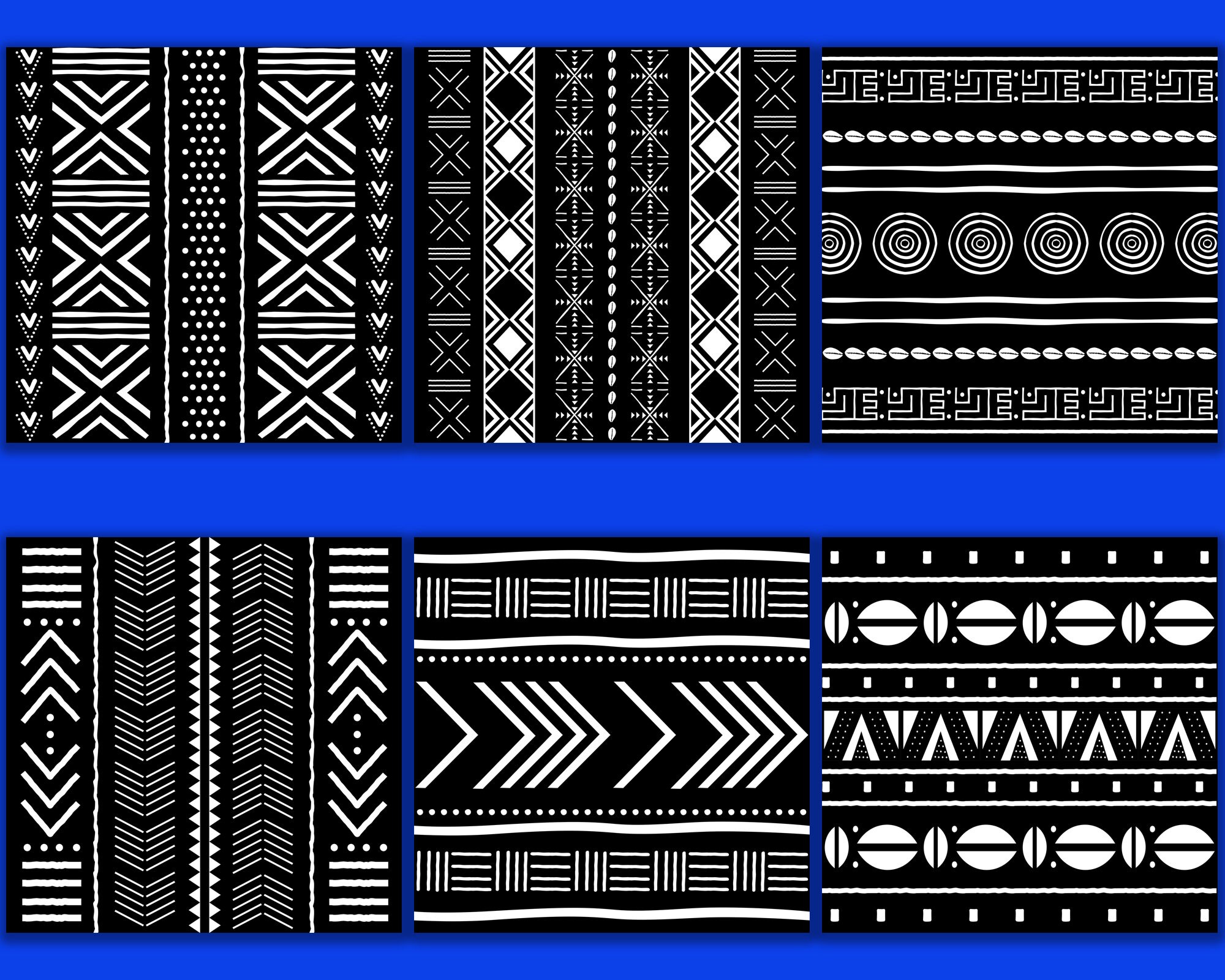 18 Black African Textile Digital Patterns - High Res. Digital Paper ...