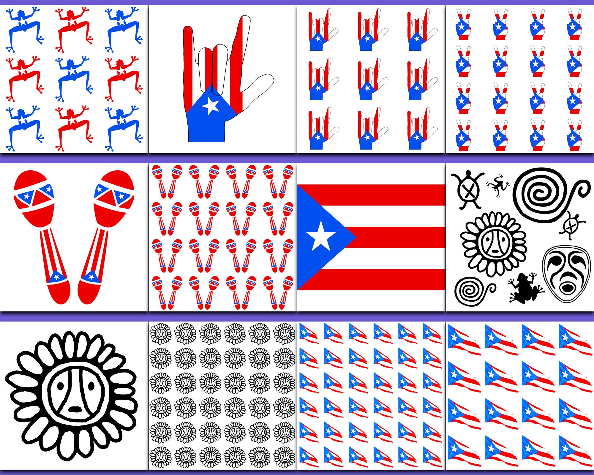 24 Images Puerto Rico Digital Seamless Designs - High Res. Jpeg and SVG ...