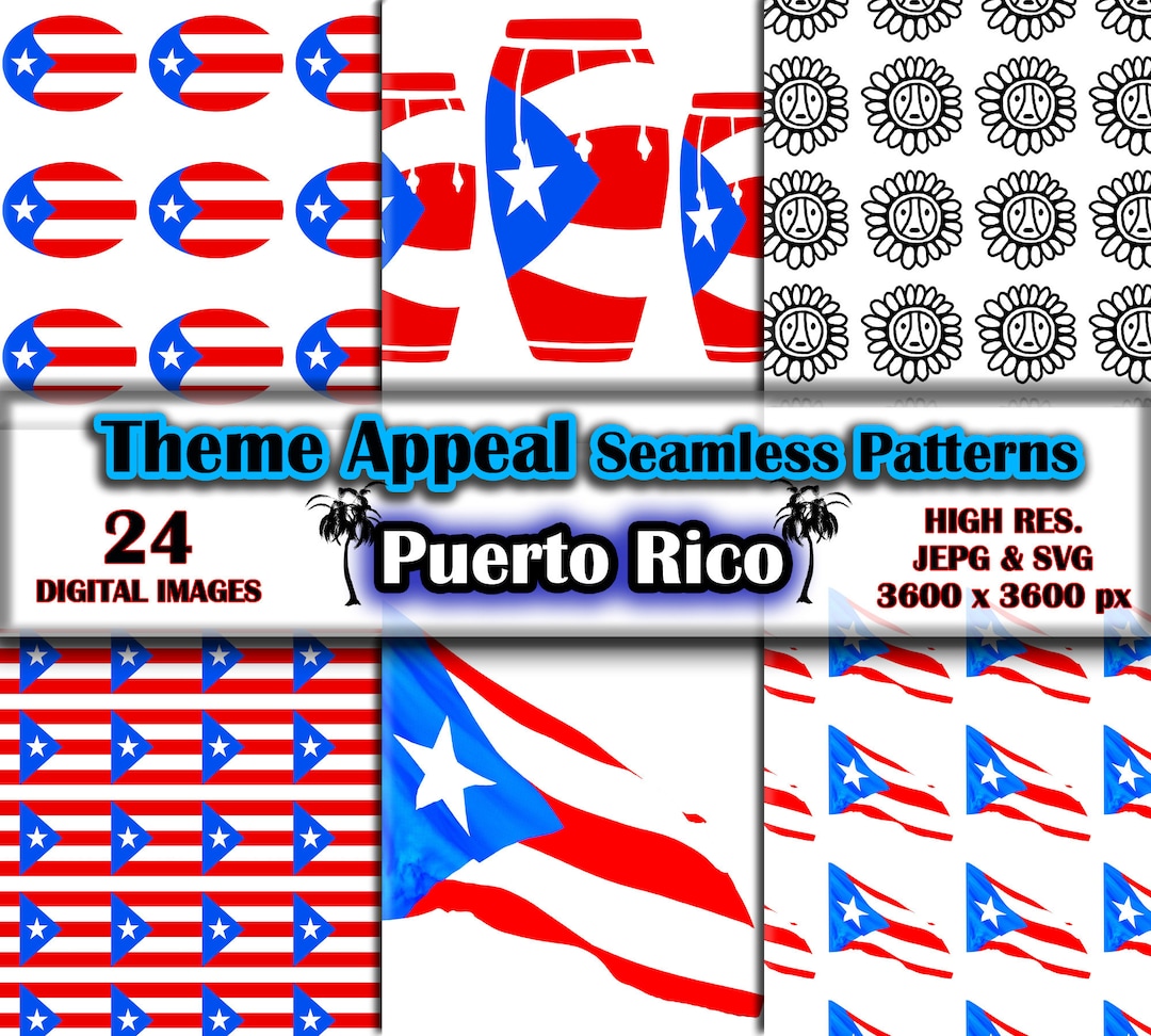 24 Images Puerto Rico Digital Seamless Designs - High Res. Jpeg and SVG ...