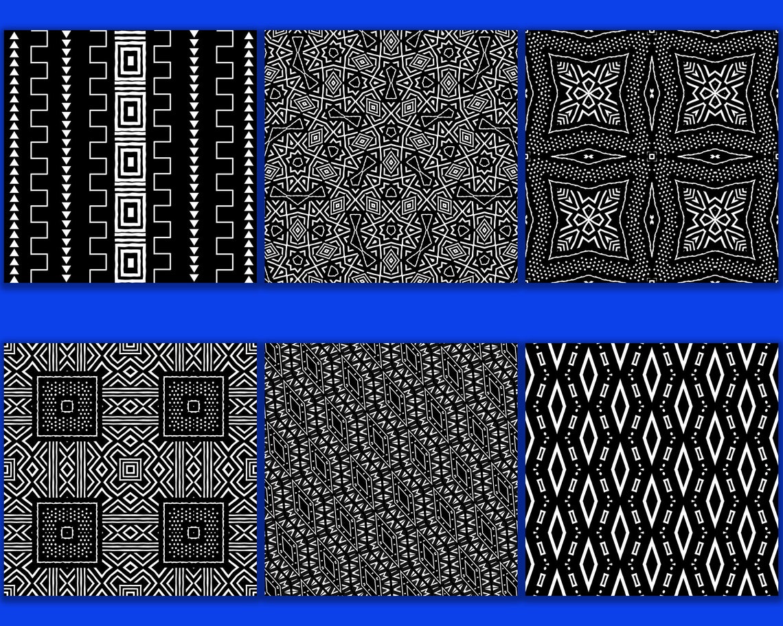 18 Black African Textile Digital Patterns - High Res. Digital Paper ...