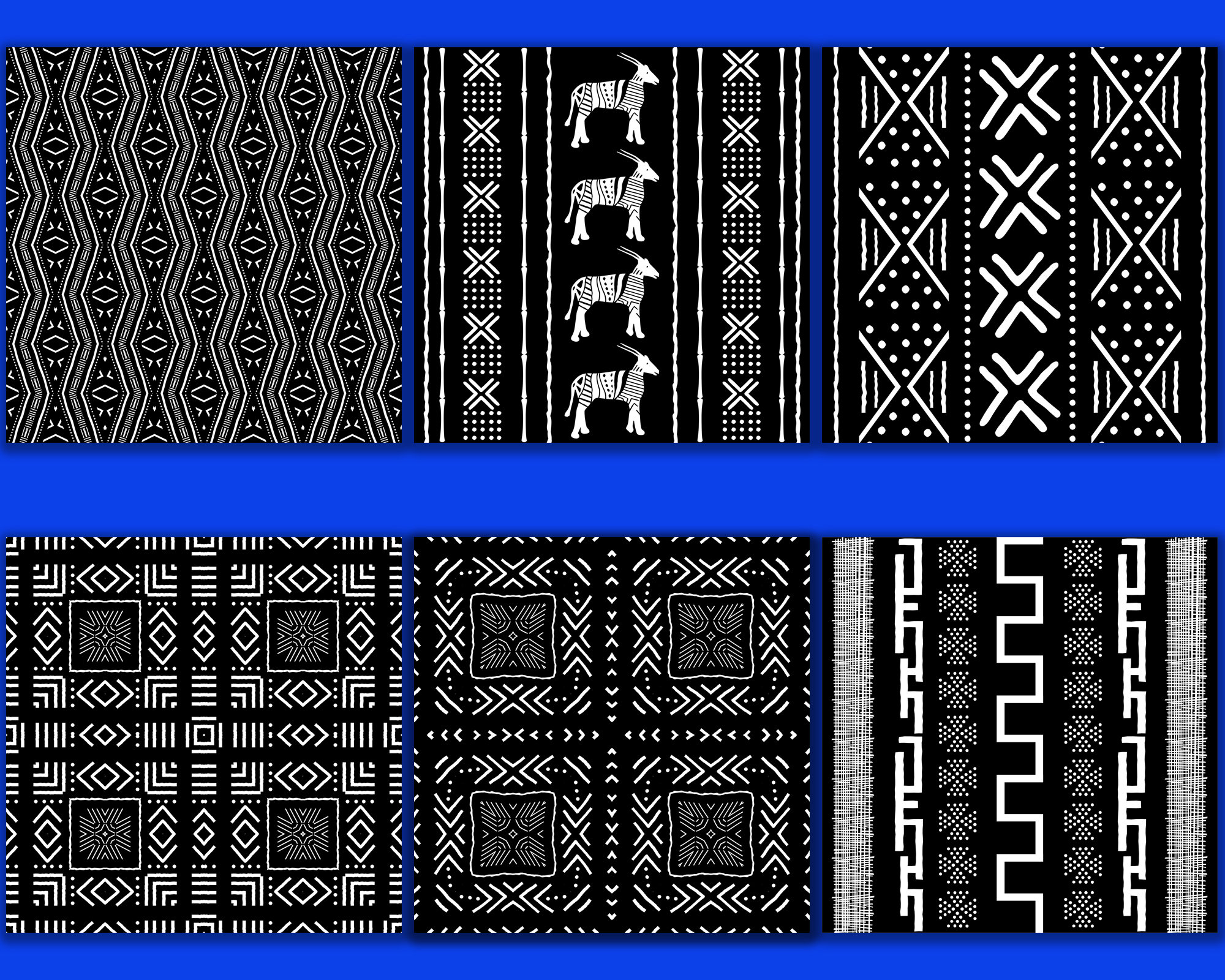 18 Black African Textile Digital Patterns - High Res. Digital Paper ...