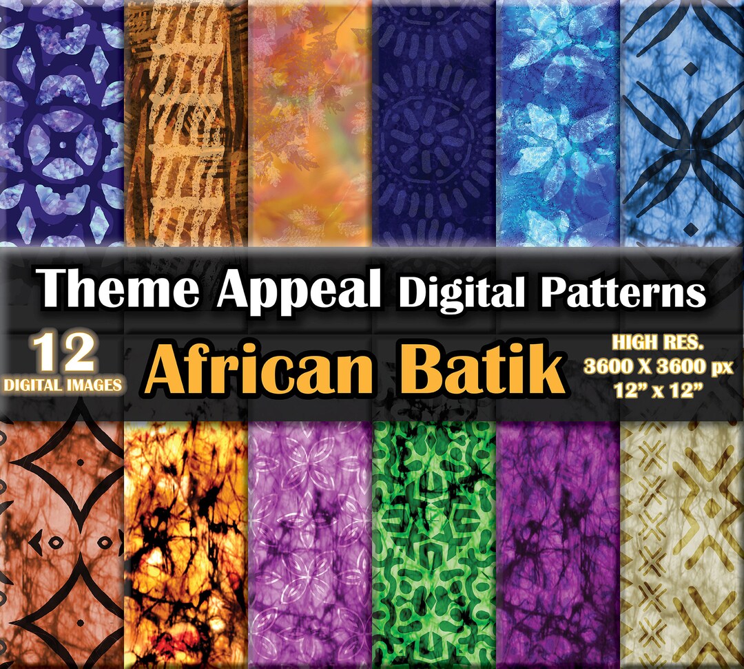 12 African Batik Digital Papers - High Res. Jpeg Digital Downloadable ...
