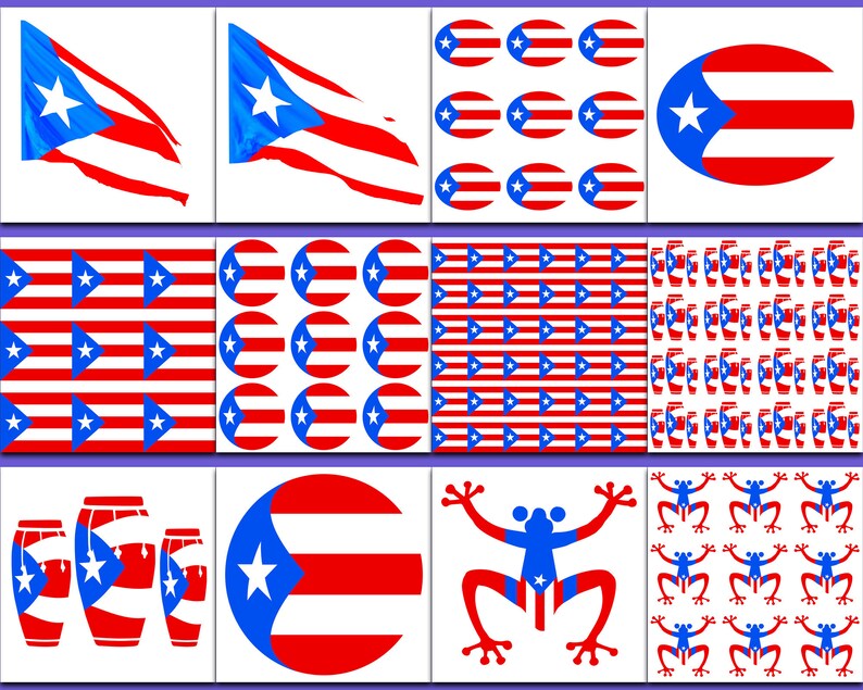 24 Images Puerto Rico Digital Seamless Designs - High Res. Jpeg and SVG ...