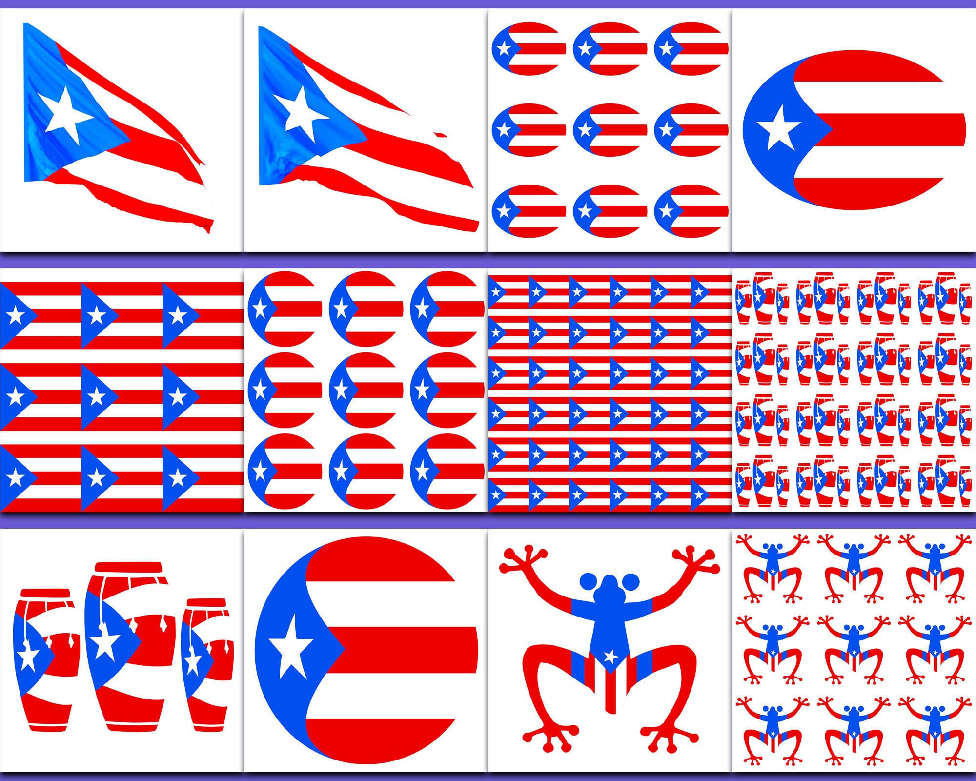 24 Images Puerto Rico Digital Seamless Designs - High Res. Jpeg and SVG ...