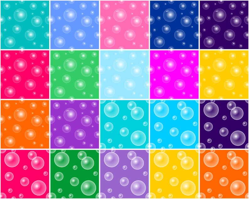 60 Images Bubbles Galore Digital Seamless Designs - High Res. Colorful ...