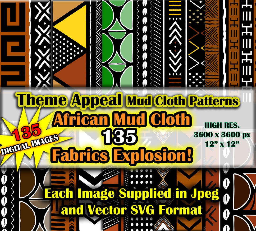 135 Images African Mega Mud Cloth Fabric Design Bundle - Bogolan Fabric ...