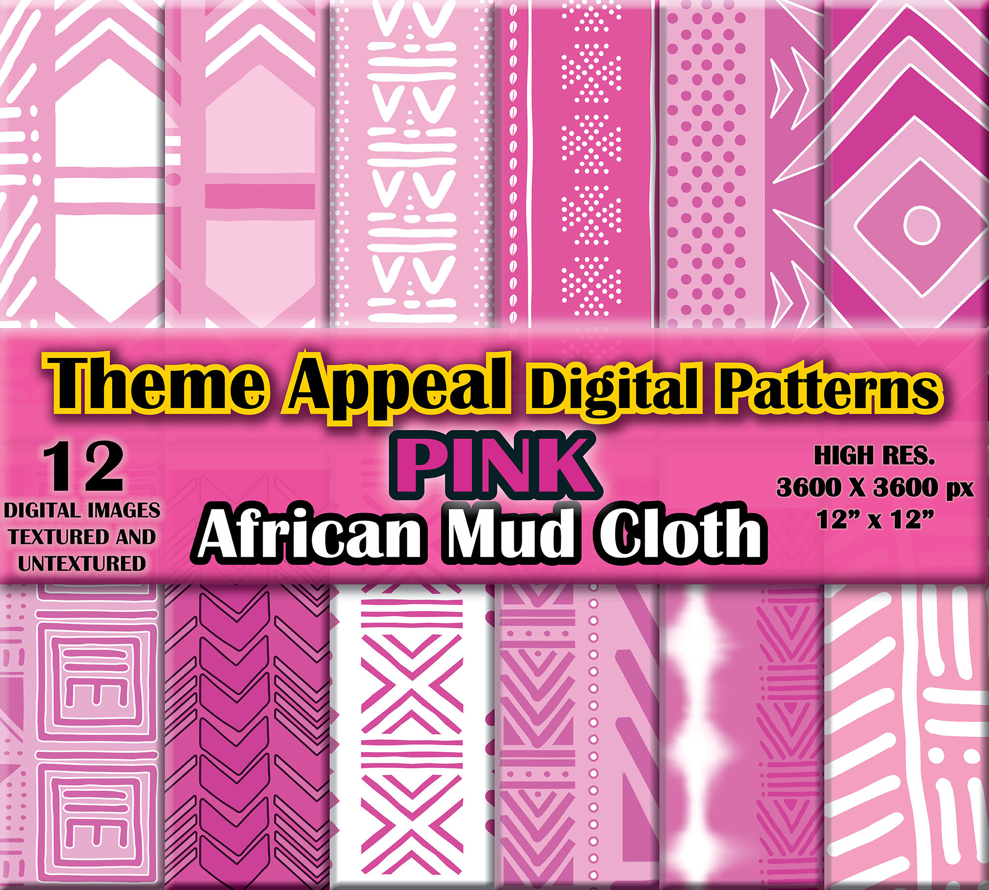 12 Pink African Mud Cloth Digital Papers Jpeg Digital - Etsy