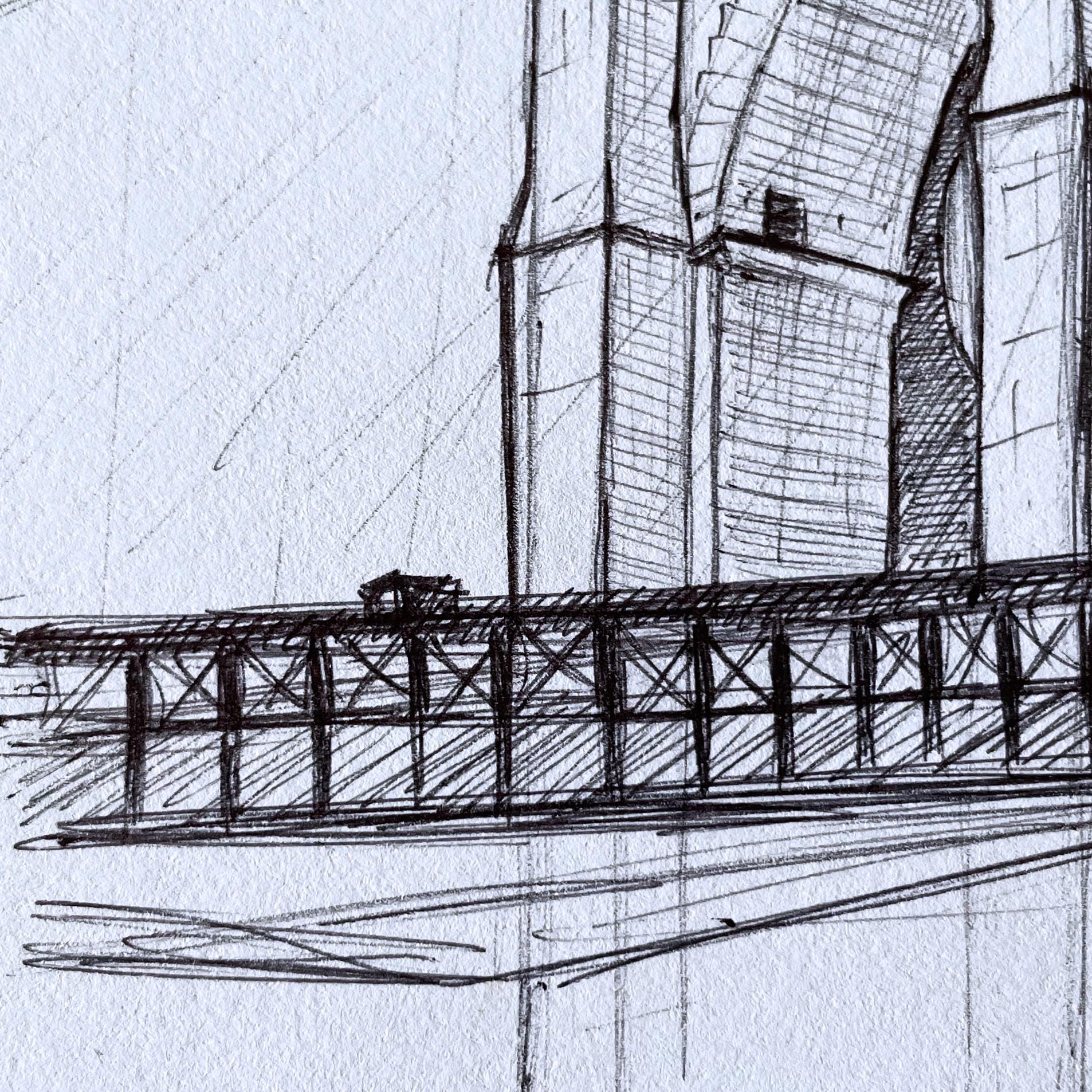 Original Brooklyn Bridge Ink Drawing – 6x6 Minimalist NYC Art - Etsy