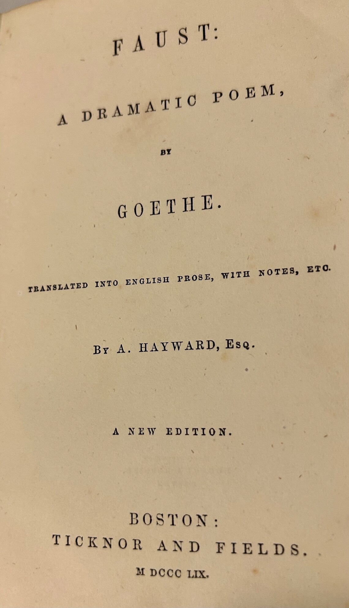 1859 Faust A Dramatic Poem by Goethe - Etsy