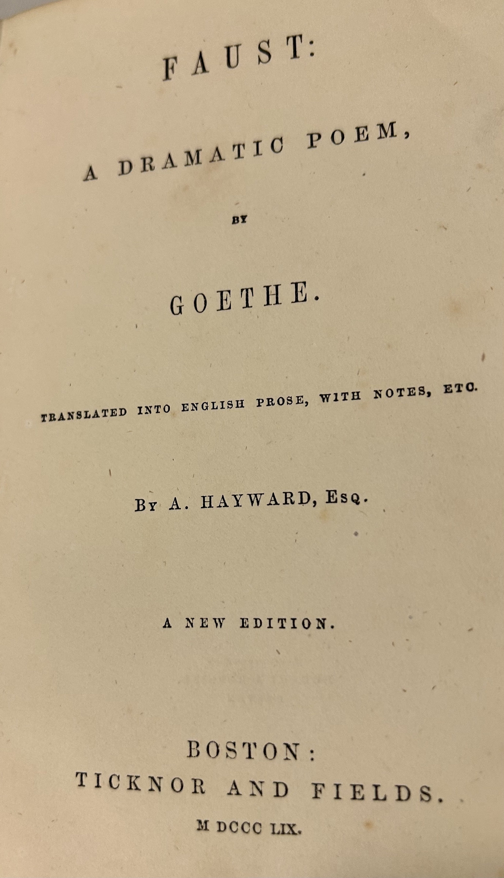 1859 Faust A Dramatic Poem by Goethe - Etsy