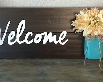Welcome Sign Farmhouse Welcome Sign Rustic Wooden Sign - Etsy