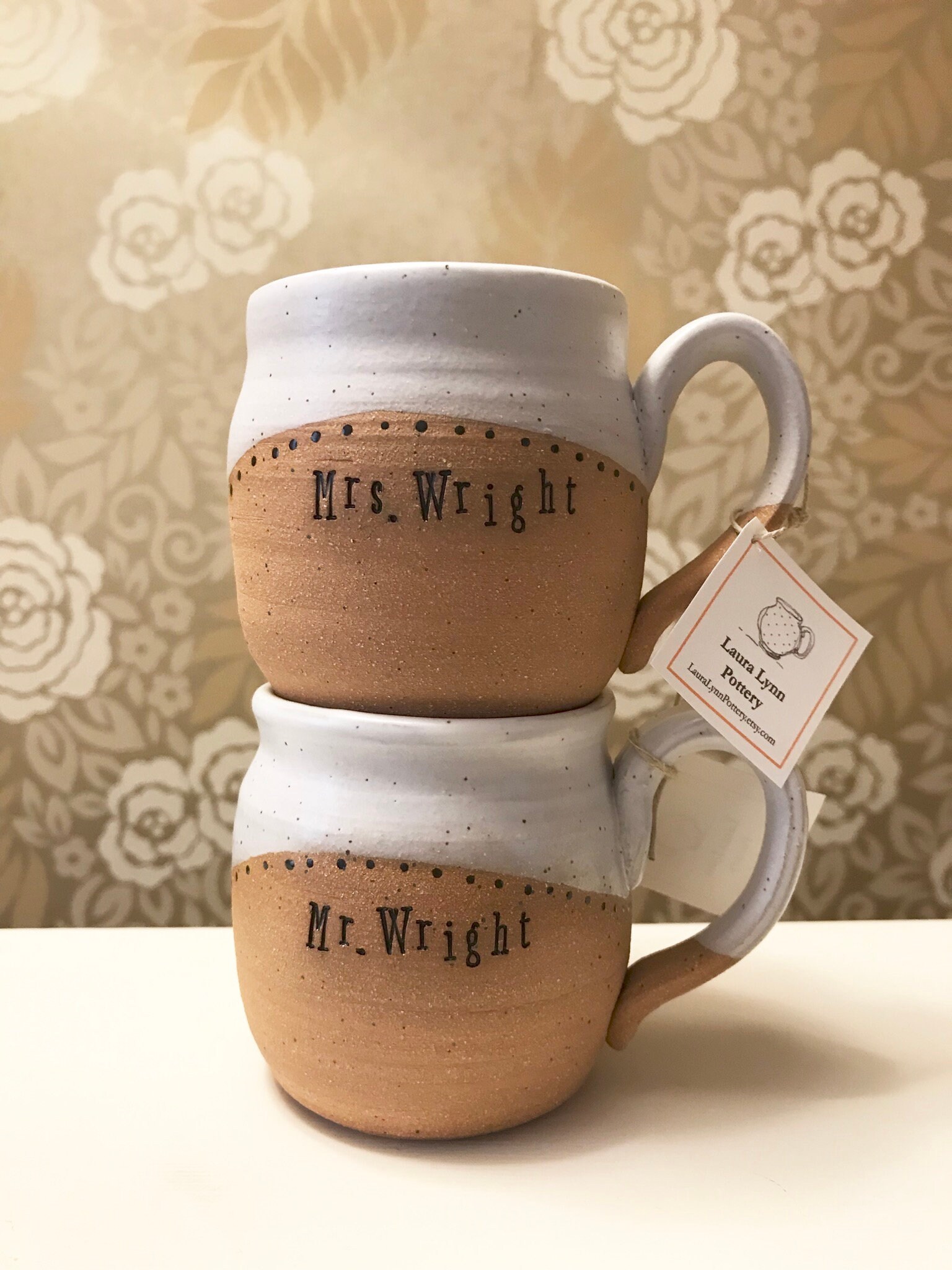 Set of 2 Wedding Mugs Mr and Mrs Handmade Mugs With Names - Etsy