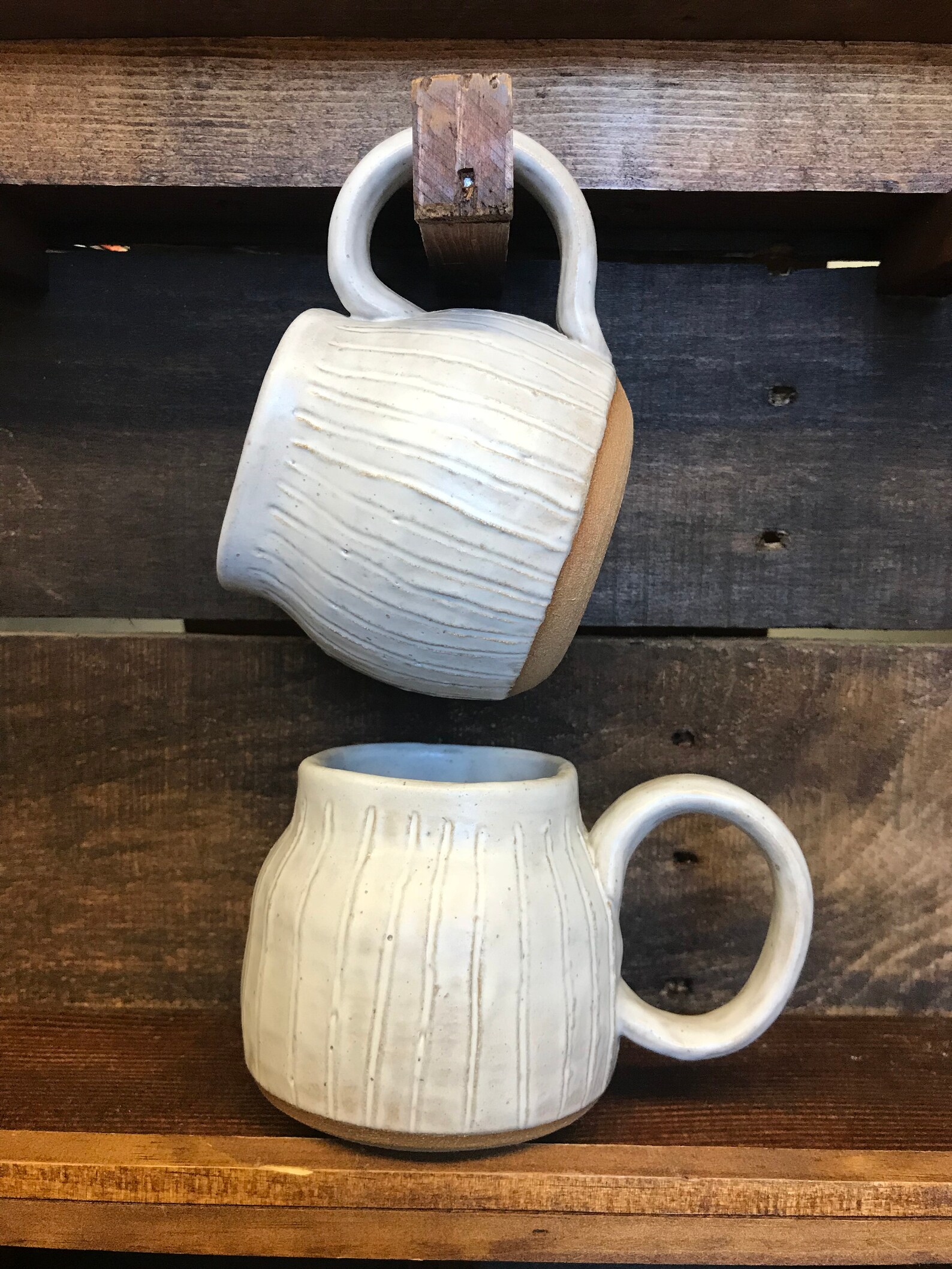 White Textured Mug Handmade Mugs Pottery Handmade | Etsy