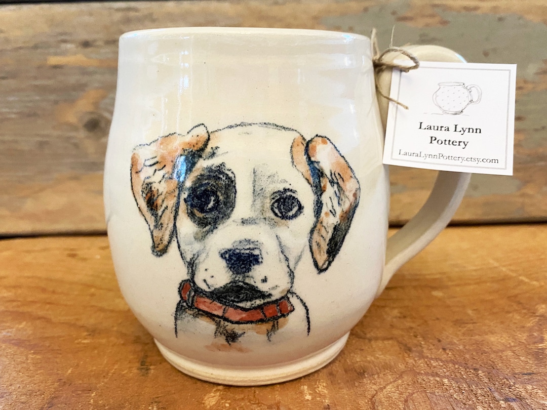 Handmade Dog Portrait Mug: Custom Pet Portrait, Hand-painted - Etsy
