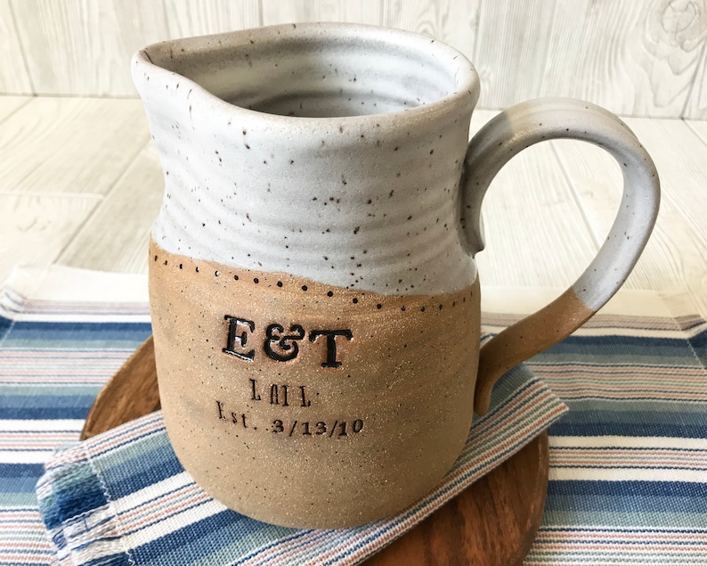 Personalized Pottery Monogrammed Ceramic Water Pitcher - Etsy