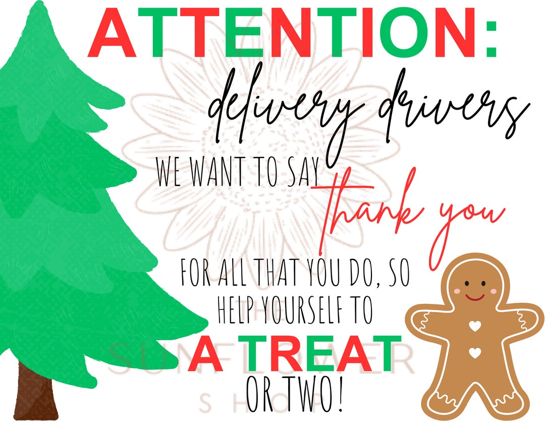 Thank a Delivery Driver Digital Download PNG, JPG, PDF, Christmas ...