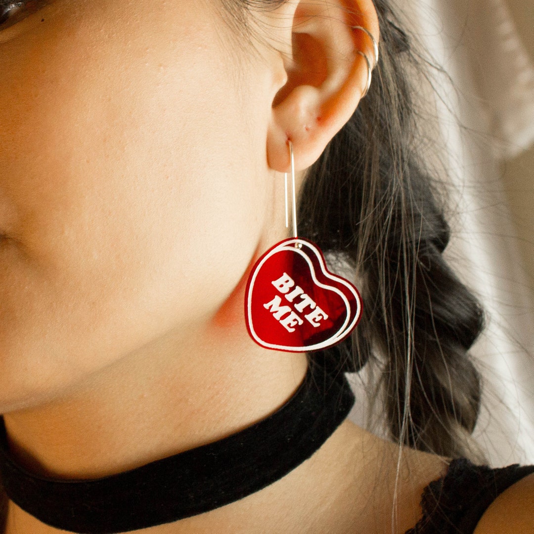 BITE ME - the Bad Femme Collection - Dangle Drop Laser Cut Earrings ...