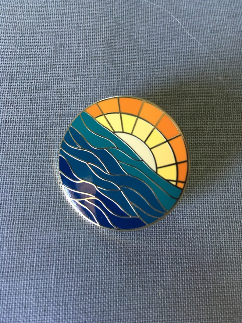 Across the Sea Sunrise Sunset Enamel Pin | Etsy