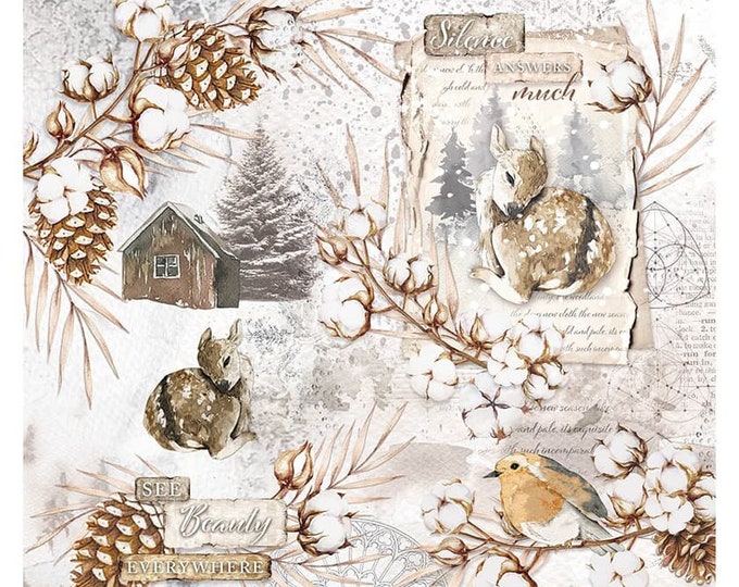 Beauty is Everywhere Winter Decoupage A4 Ciao Bella Snowy Cotton Deer ...