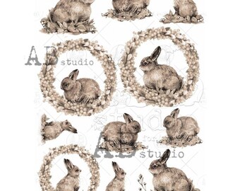 Bunny Decoupage Paper Royal Rabbit Decoupage Rice Paper for DIY Craft ...