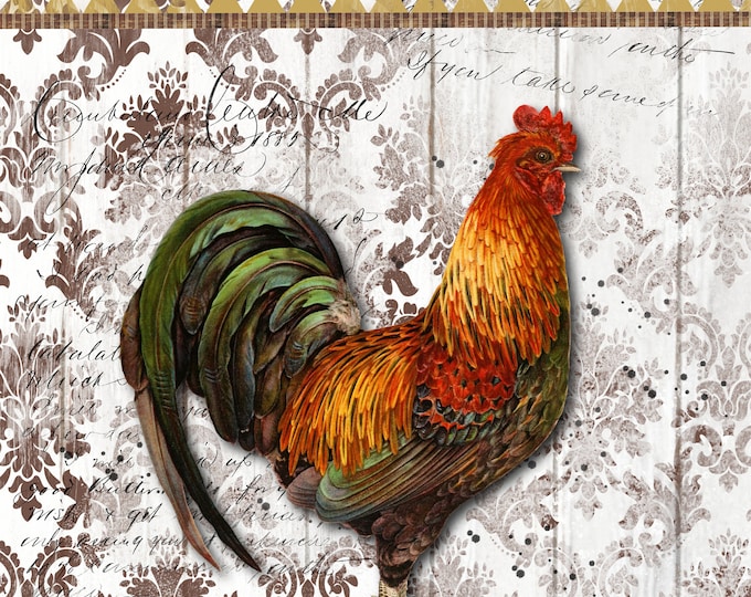Red Rooster Decoupage Craft Paper by Roycycled Papers - Etsy