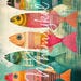21x29" Large Decoupage Tissue Paper, Fish Fables Bright Decoupage ...