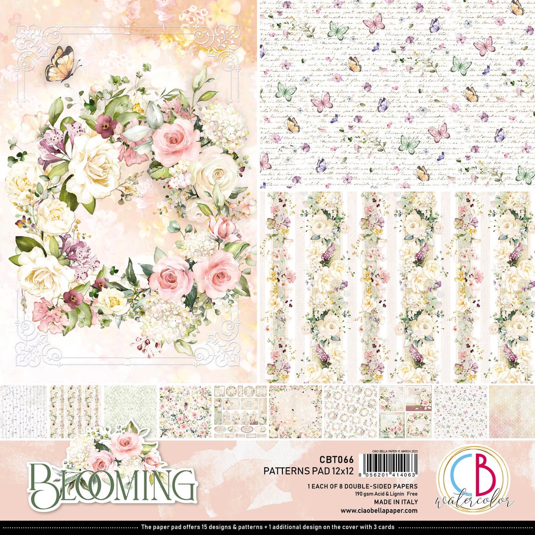12x12 Blooming Flower Cardstock Floral Scrapbooking Paper Pad Junk ...