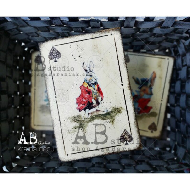 Bunny Rabbit Decoupage Paper Alice in Wonderland Decoupage - Etsy
