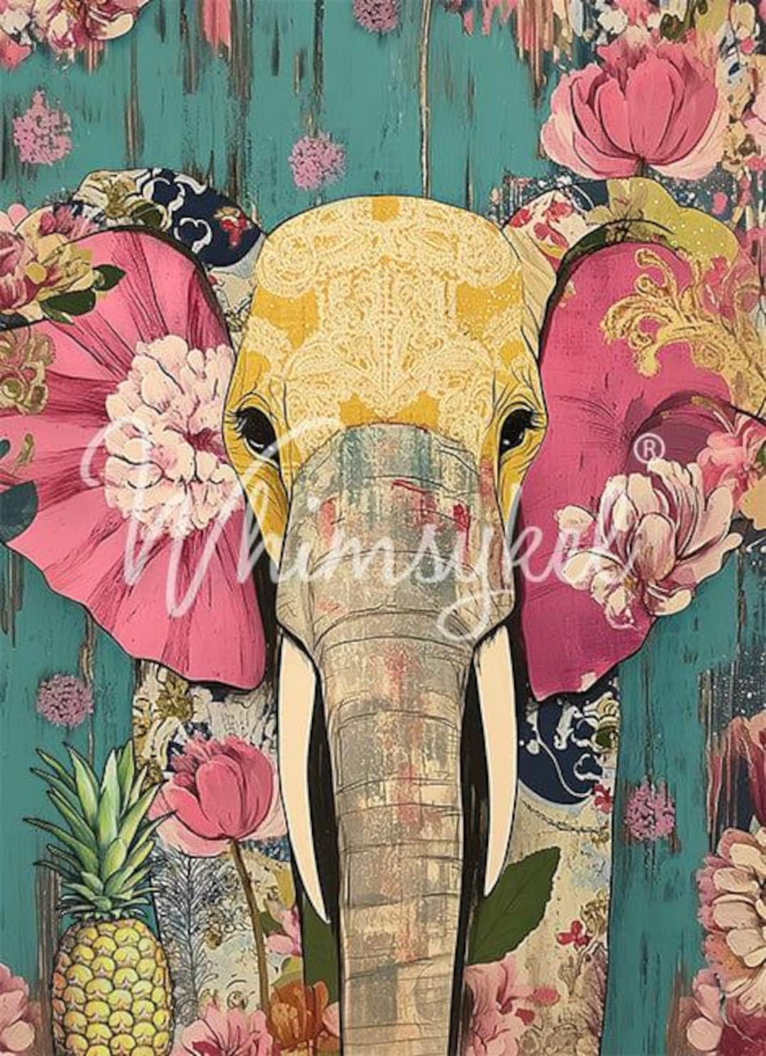 21x29" Large Decoupage Tissue Paper, Bohemian Wanderer Elephant ...