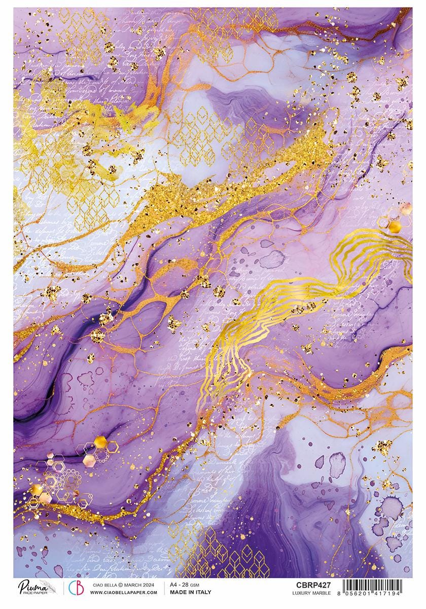 Luxury Marble A4 Decoupage Rice Paper Ciao Bella, DIY Scrapbook, Paper ...