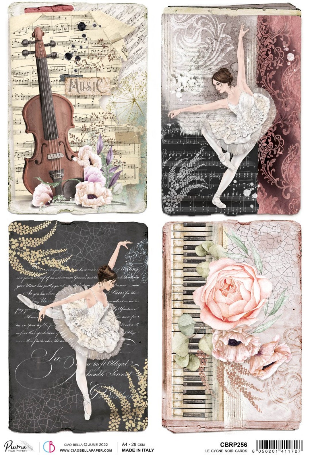NEW! A4 Dance Decoupage Violin Decoupage Noir Cards Decoupage Ciao ...