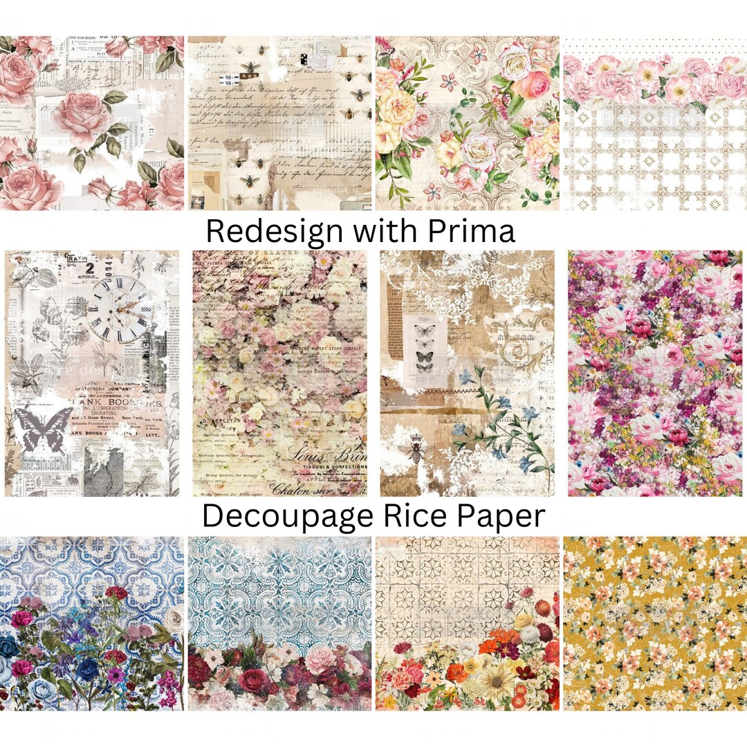 Redesign With Prima Decoupage Rice Paper: Floral Scrapbook Collage - Etsy