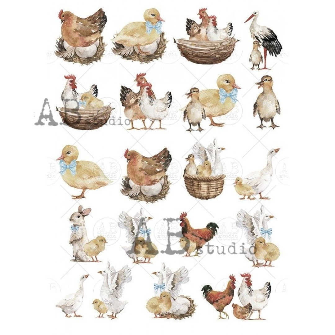 A4 Duck Animals Decoupage Rice Paper for DIY Crafts, Card Making, Mixed ...