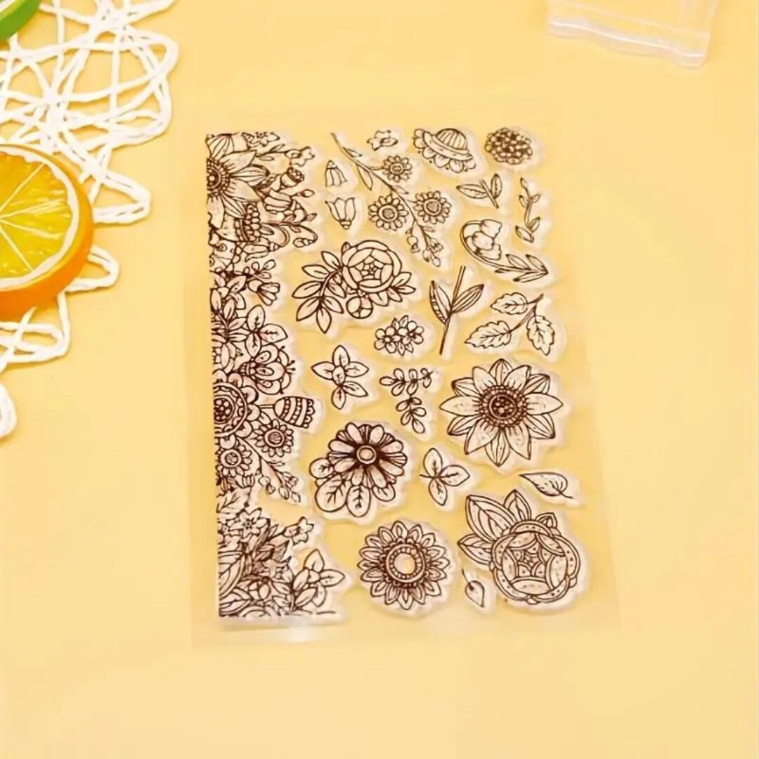 Small Flower Stamp Decorative Clear Stamp for DIY Crafts, Mixed Media ...