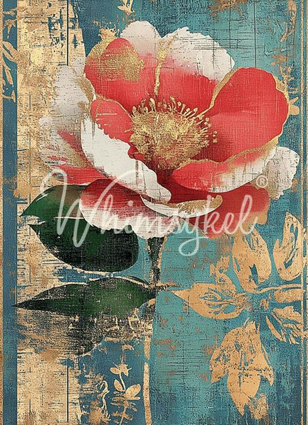21x29" Large Decoupage Tissue Paper, Coral Blossom Floral Decoupage ...