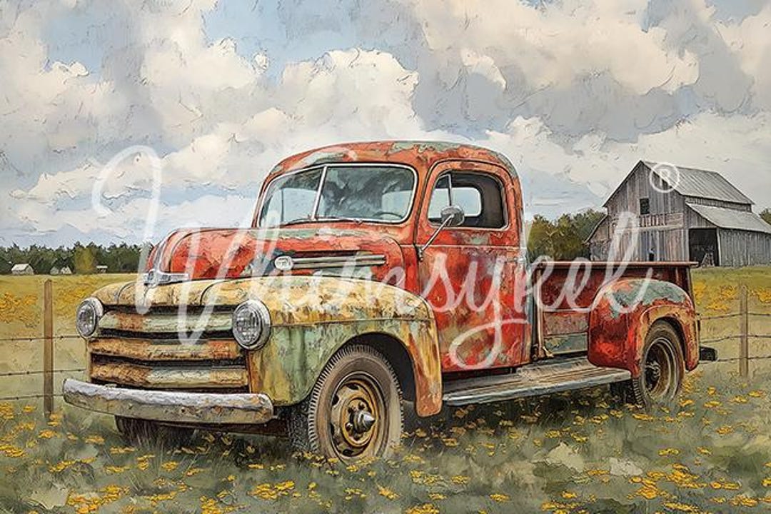 29x21" Large Decoupage Tissue Paper, Old Farm Truck Decoupage Paper ...