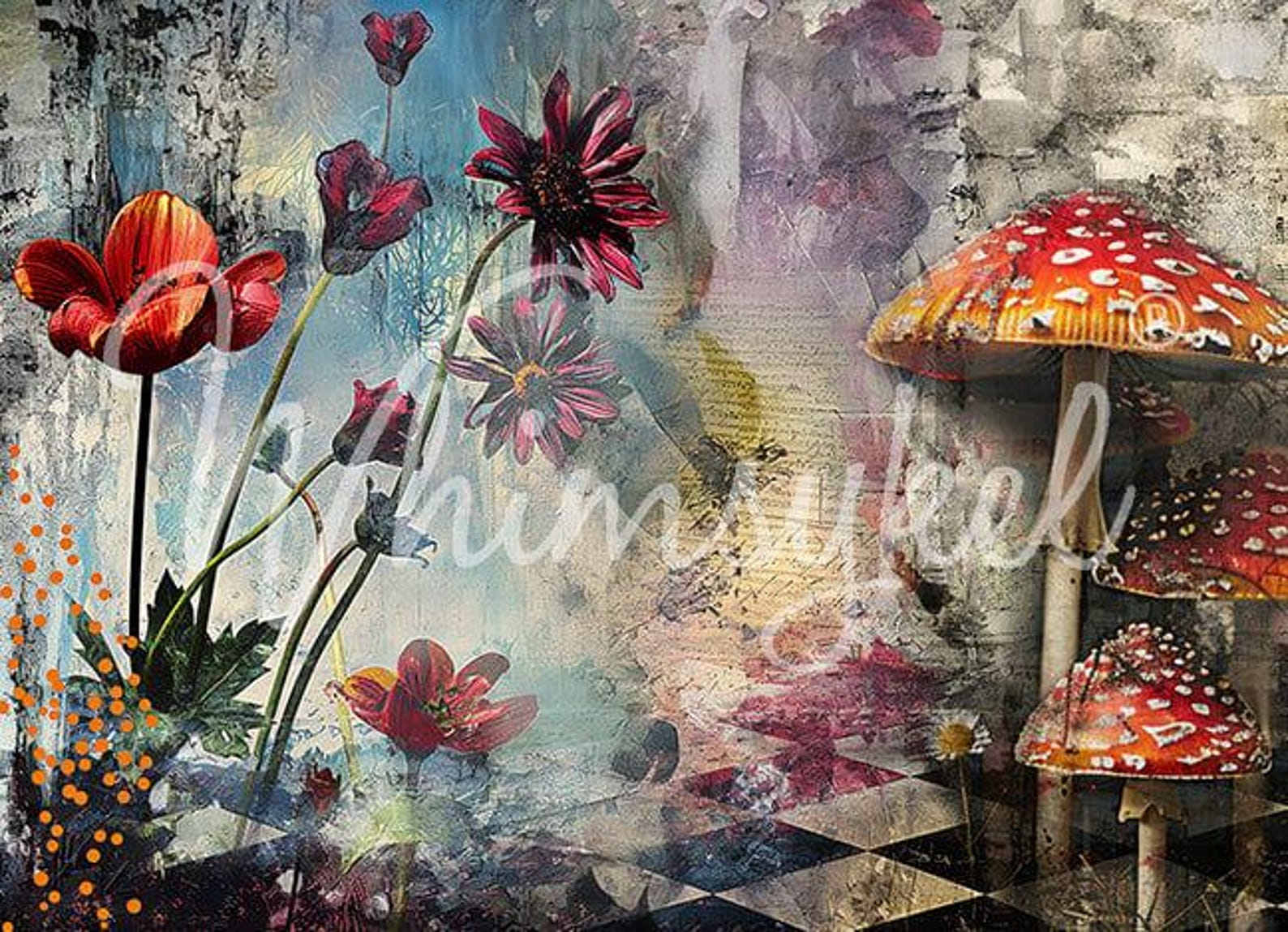 29x21" Large Decoupage Tissue Paper, Whimsykel Wonderland Flower and ...