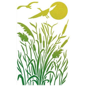 5x8" Typha Stencil Marsh Water Lilies Stencil Texture Stencil by Ciao ...