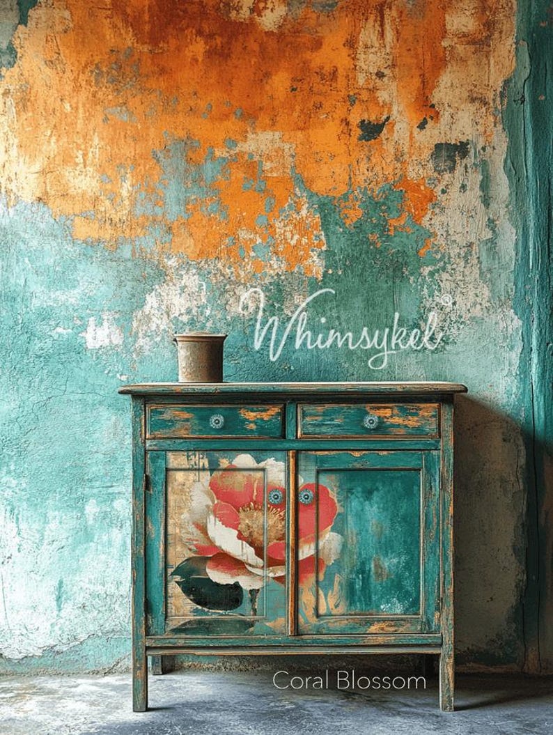 21x29" Large Decoupage Tissue Paper, Coral Blossom Floral Decoupage ...