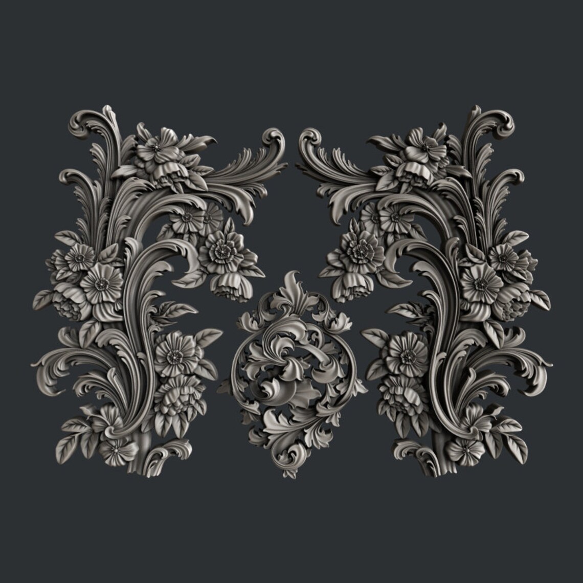 Flourishes Set 1 Large Mold, Zuri Designs, Silicone Mould, 3D Mold Clay ...