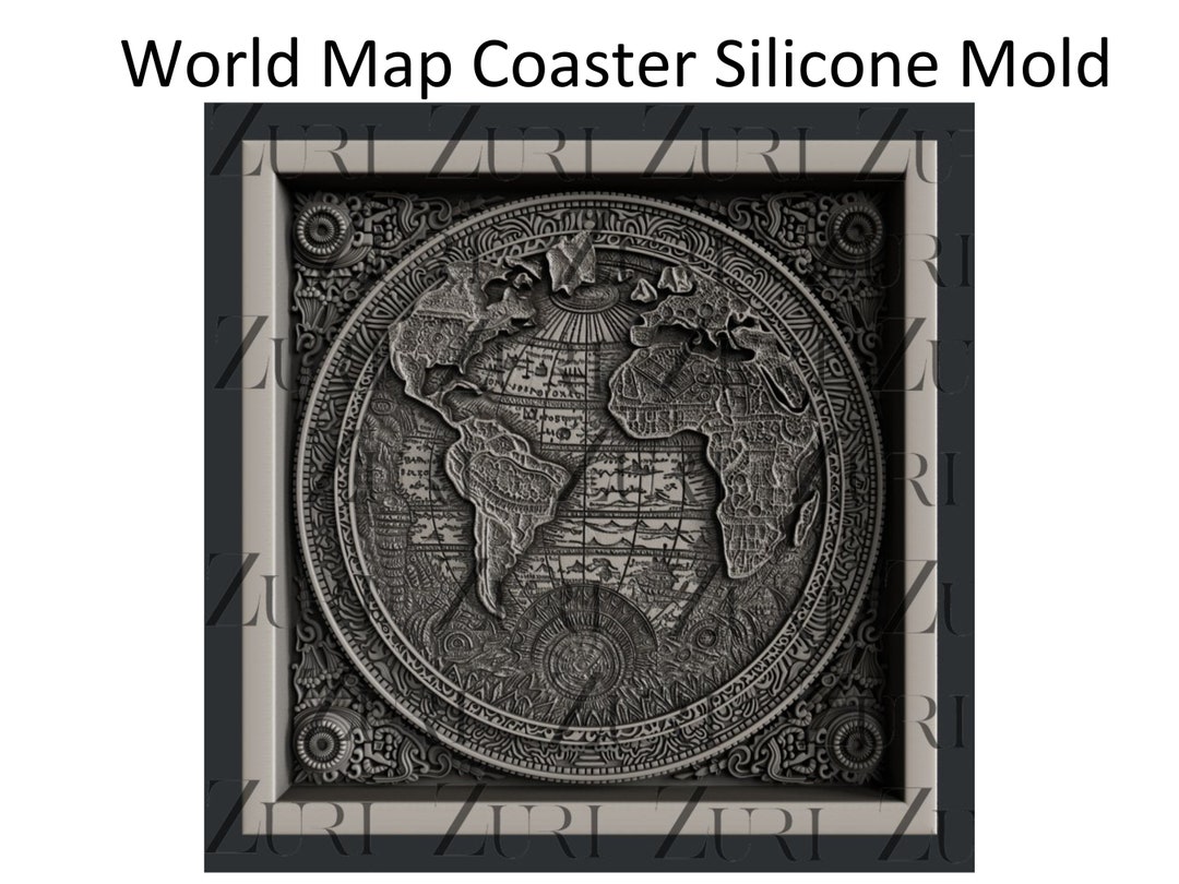 World Map Coaster Silicone Mould Zuri Designs 3D Mold, Scrapbooking ...