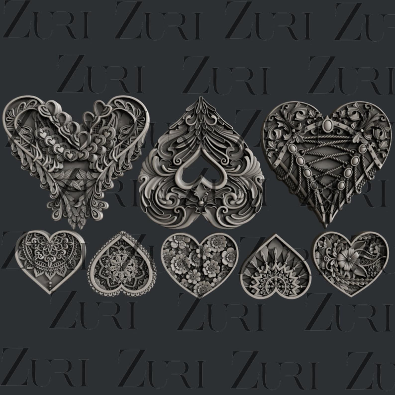 Valentines Hearts Silicone Mould Zuri Designs 3d Mold, Scrapbook, Mixed ...
