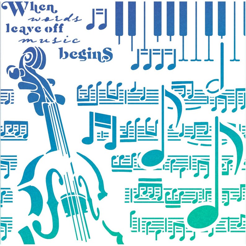 8x8 Violin Stencil Music Notes Stencil by Ciao Bella - Etsy