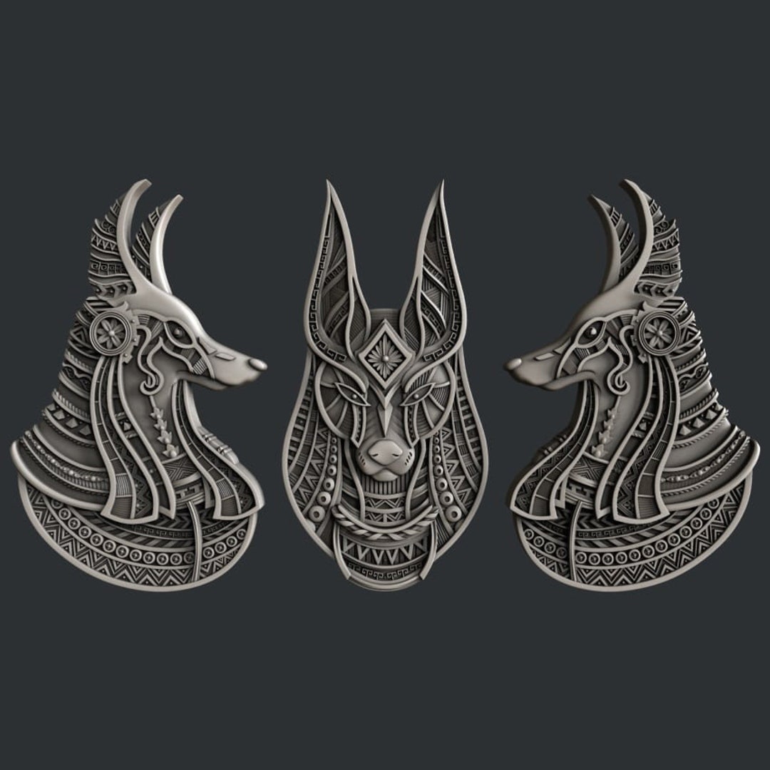 Anubis Heads Silicone Mould Zuri Designs 3d Mold Egyptian God Mixed ...